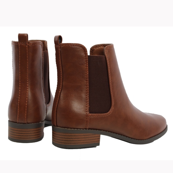 Shoes | Lt Brown Faux Leather Chelsea Dress Short Boot | Poshmark
